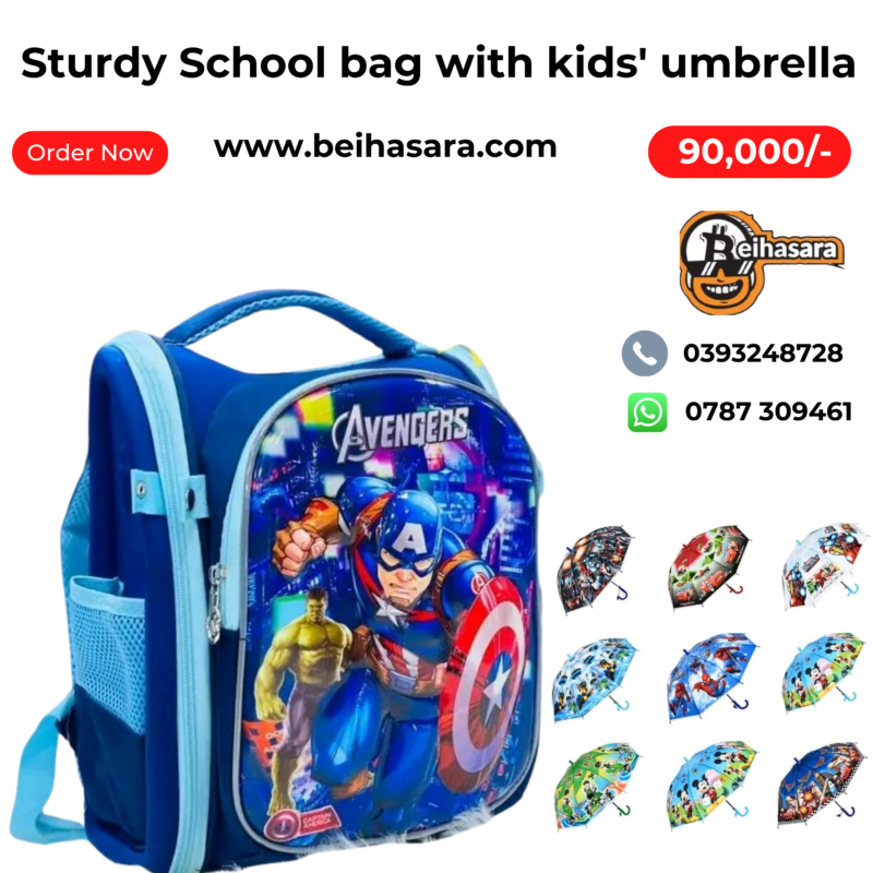 Sturdy School bag with kids' umbrella. - Beihasara